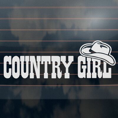 COUNTRY GIRL Sticker 330mm rural cowgirl hat bns ute car window decal ...
