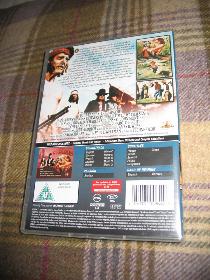 Apache DVD - Robert Aldrich, Burt Lancaster, Charles Bronson, John ...