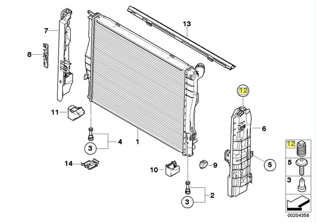 BMW Radiator Upper Adjuster Buffer Stop Mount 7514402 17117514402 for ...