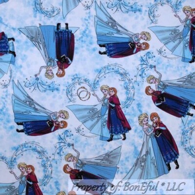 BonEful FABRIC FQ Cotton Jersey KNIT Disney FROZEN ELSA Ice Princess ...