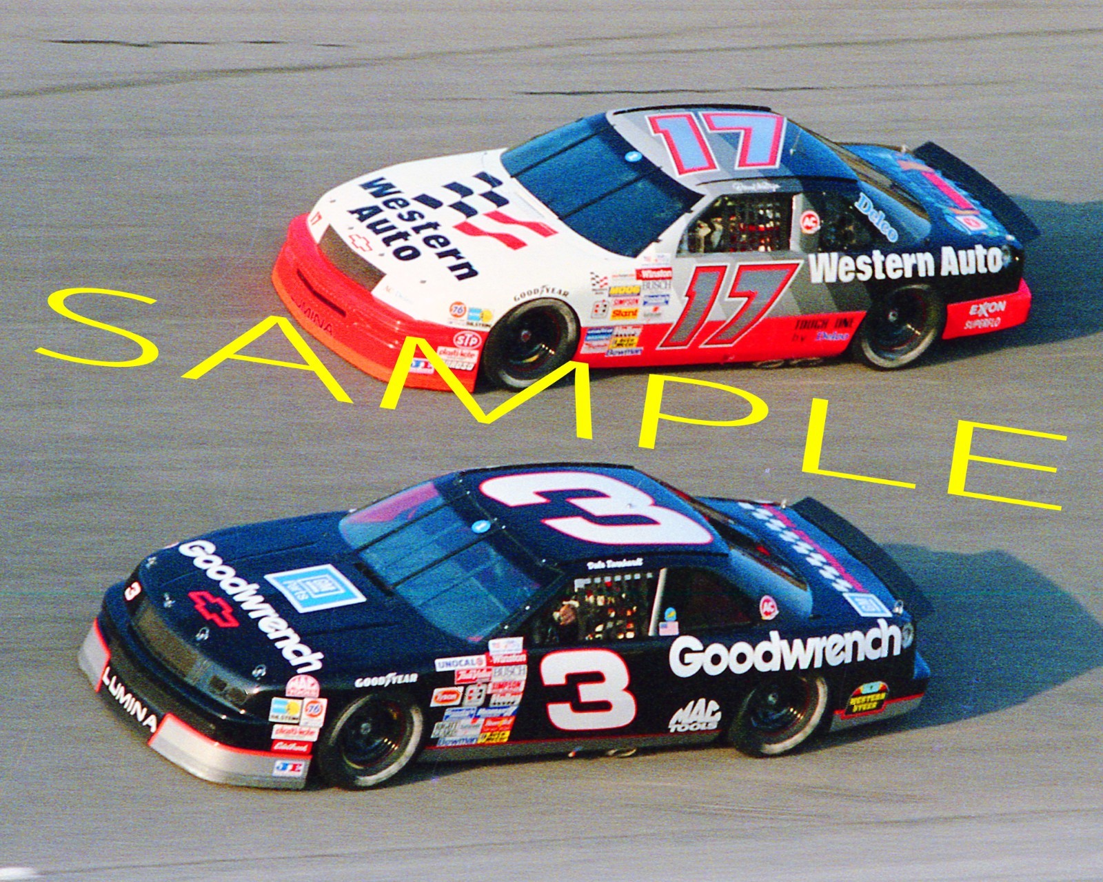 DARRELL WALTRIP & DALE EARNHARDT SR ON TRACK AT DAYTONA 8X10 GLOSSY ...