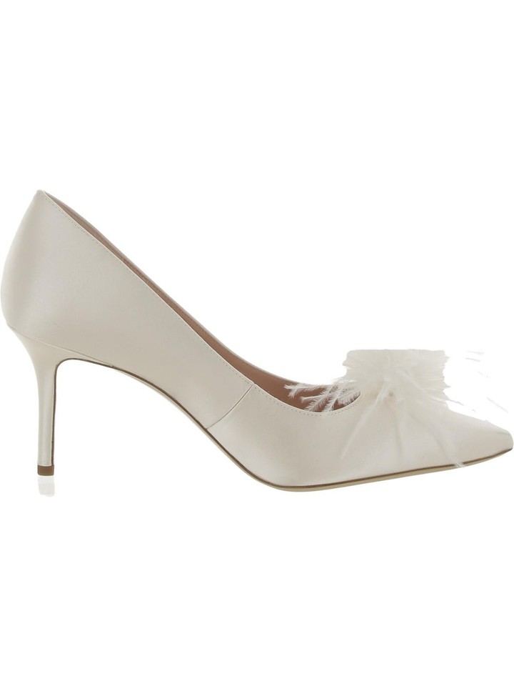 KATE SPADE NEW YORK Womens White Feather Marabou Stiletto Pumps Shoes 8 ...