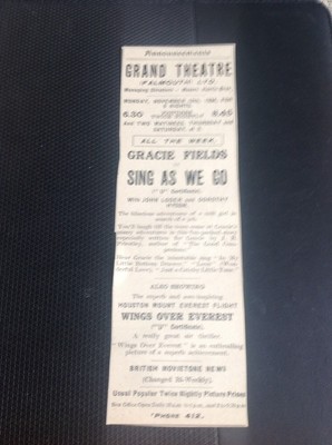 C5-2 ephemera 1934 Advert Gracie Fields Sing As We Go Grand Theatre ...
