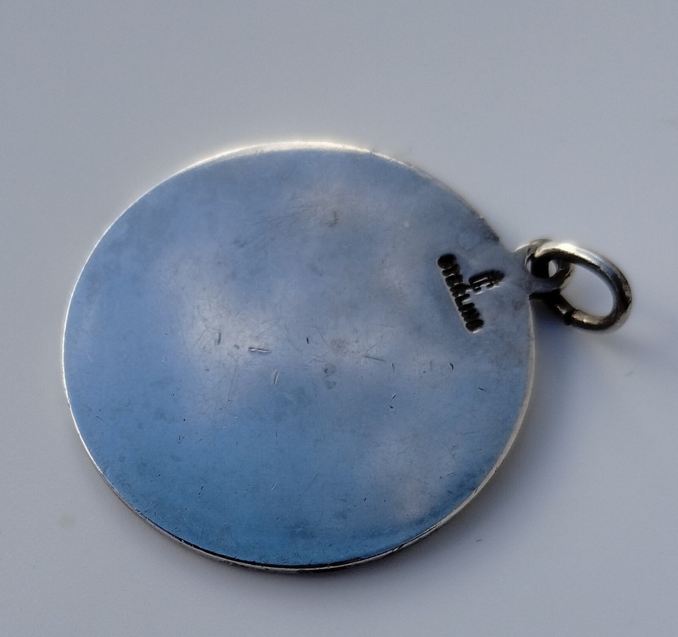 Vtg Charles Thomae Sterling Silver St Christopher Medal Pendant Blue ...