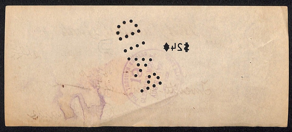 FNB Urbana, IL $24 1900 Bank Check Revenue Stamp w/ University Bldg ...