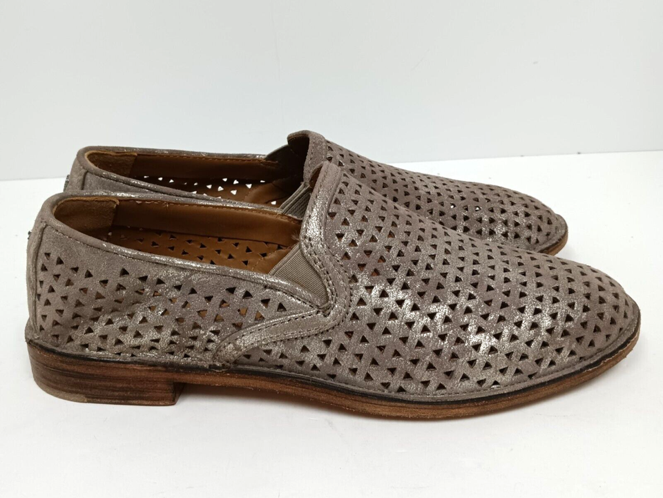 Trask Ali Perf Italian Suede Pewter Metallic Slip on US 6.5 EU 37.5 UK ...