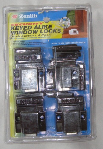 AWNING TIMBER WINDOW LOCKS PKT of 4 Keyed Alike in Dark Brown" Zenith ...