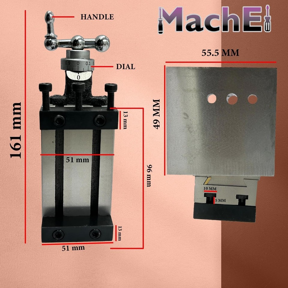 MachEl Vertical Slide for 7x14 Mini Lathe – Fixed Type with Base Plate ...