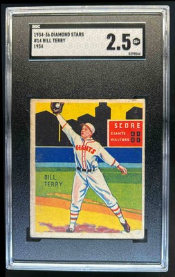 1936 National Chicle Diamond Stars R327 Bill Terry #14 Giants SGC 2.5 ...