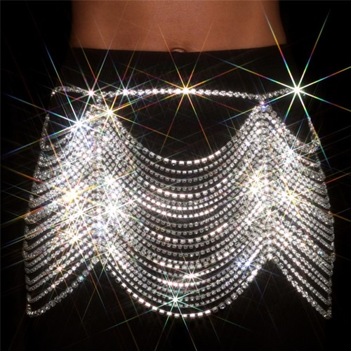 Luxury Sexy Body Chain Mini Short Skirt Jewelry Shiny Rhinestone Body ...