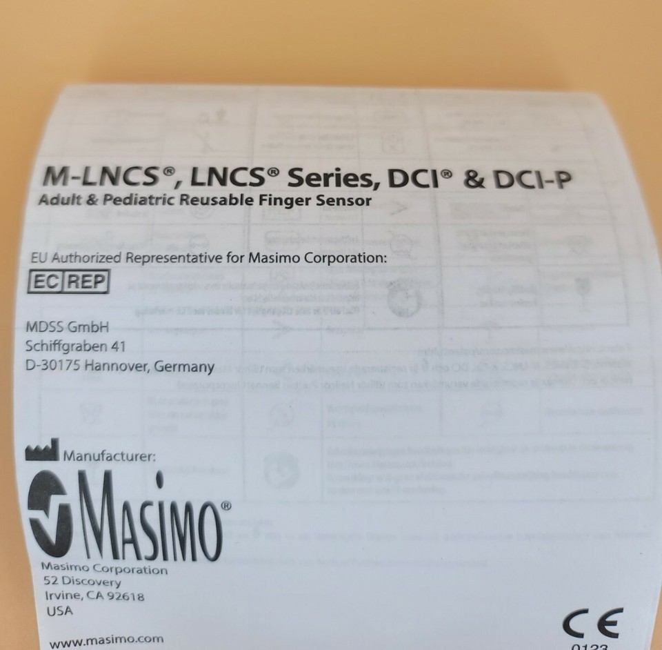 Masimo Set LNCS DCI SpO2 Adult Reusable Finger Clip Sensor 1863 - Brand ...