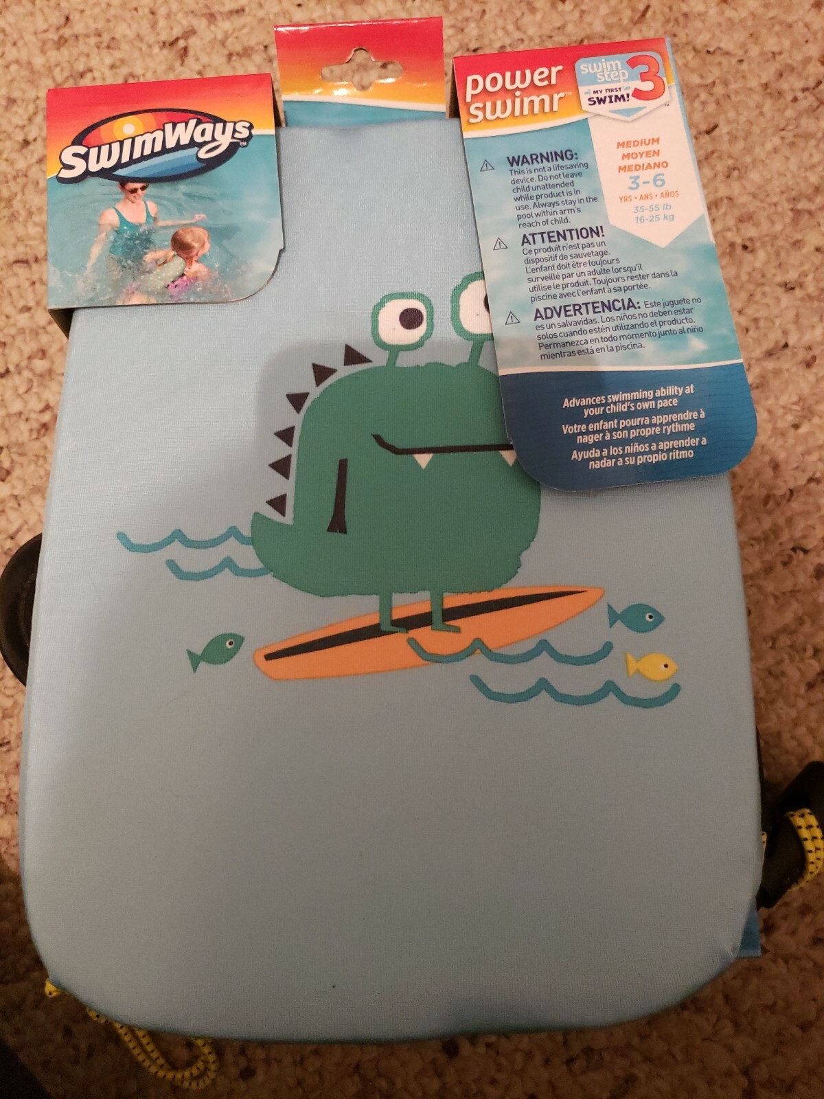 Swimways Power Swimr Training Aid Life Float Vest Medium 3-6 Years 35 ...