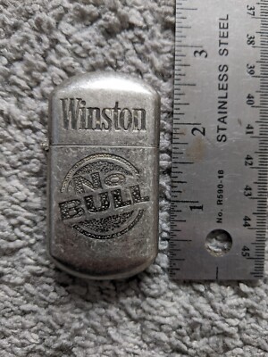 VTG WINSTON NO BULL FLIP CIGARETTE LIGHTER REFILLABLE METAL PEWTER | eBay