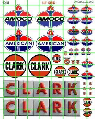 4048 DAVE'S DECALS HO SCALE VINTAGE SERVICE STATION CLARK AMACO ...
