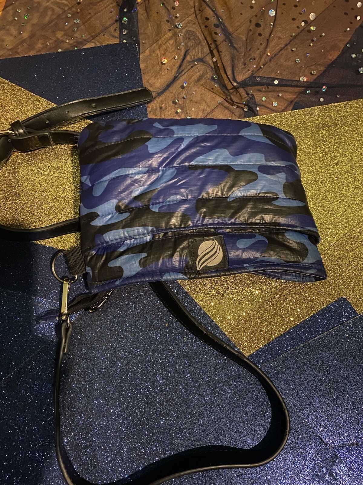 THINK ROLYN BLUE BLACK ARMY PRNT NYLON TRAVEL CROSSBODY Bag UNIQUE 1 ...