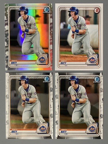 Four 2020 Bowman Draft Brett Baty: Chrome Refractor, 2 Chrome Base, 1 ...