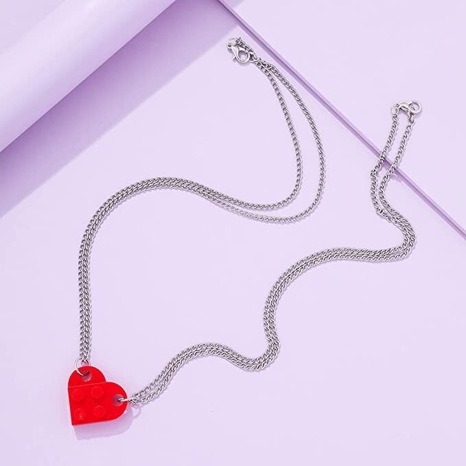 Lego Couple Necklace Pendant Set, 2 Necklaces, BFF, Valentine's Day ...