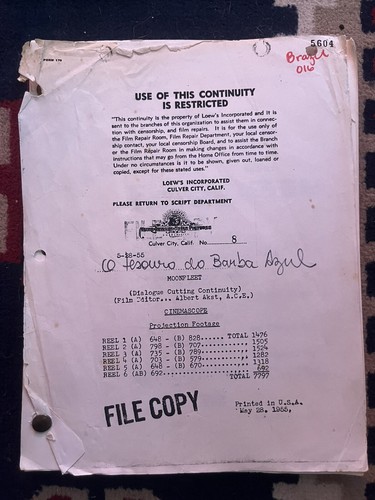 MOONFLEET 1955 Fritz Lang Original Continuity Script RARE | eBay