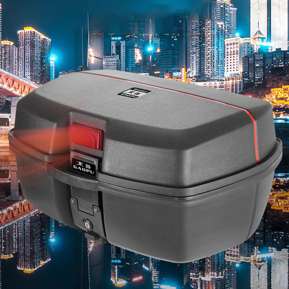 Black Motorcycle Tour Pack Trunk Tail Box Luggage Universal W/Security ...