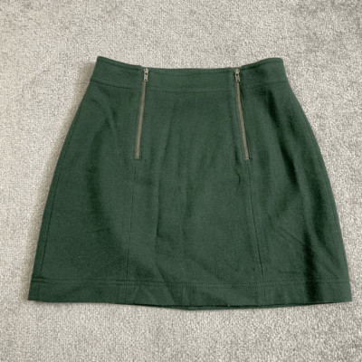 Madewell Plus Size 0 Uptown Mini Zip Skirt Forest Green Mini Wool Blend ...