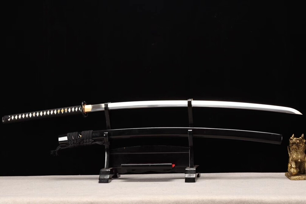 130cm Black Nodachi Japanese Samurai Katana Sword 1095 Steel Long Blade ...