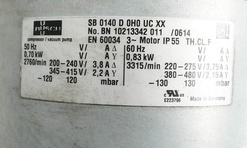 BUSCH SB 0140 D 0H0 UC XX Vakuumpumpe + MANN+HUMMEL C 1337 ...