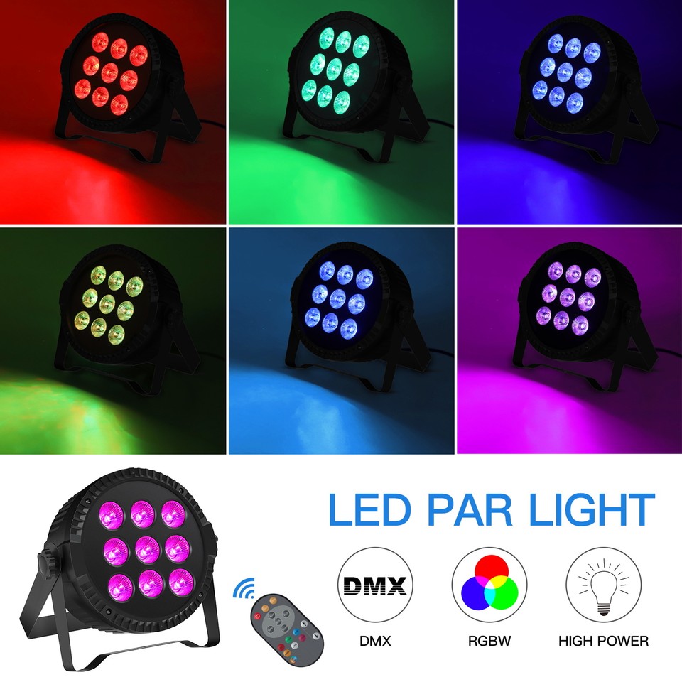 4PCS 135W RGBW 9 LED Par Can Wash Light DMX DJ Disco Party Beam Stage ...