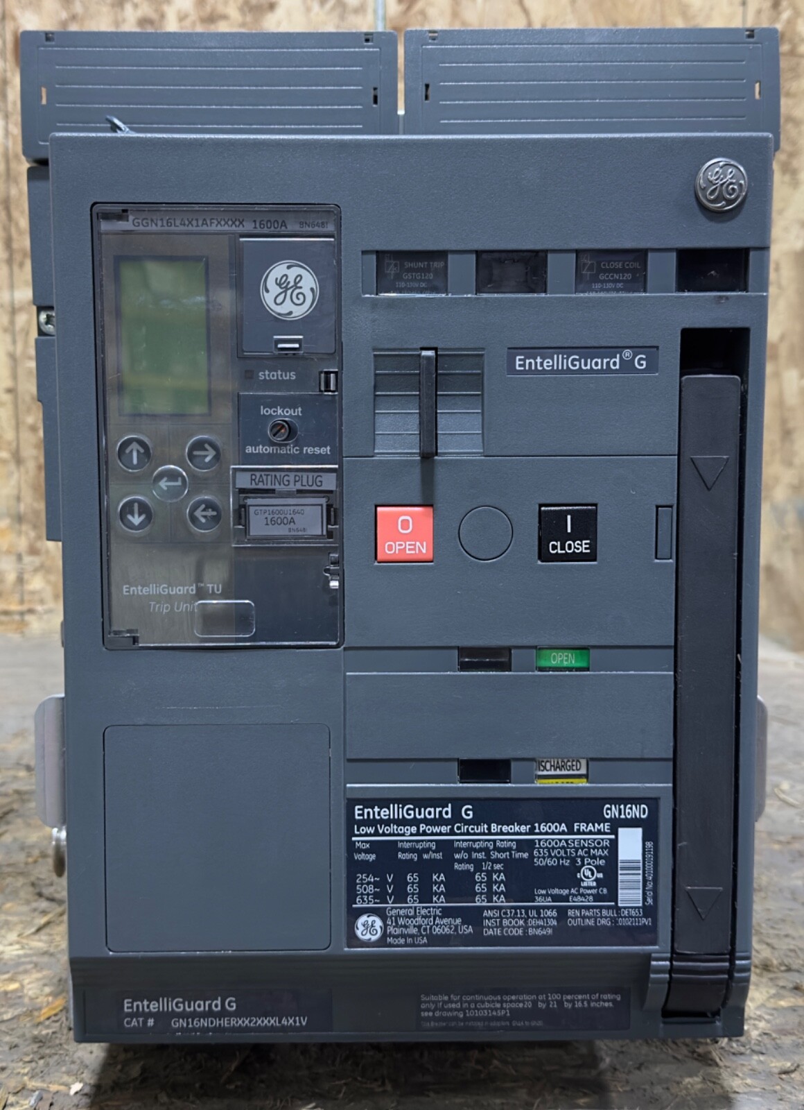 GE ENTELLIGUARD GN16ND 1600A FRAME 1600A GGN16L4X1AFXXXX TRIP GSTG120 ...