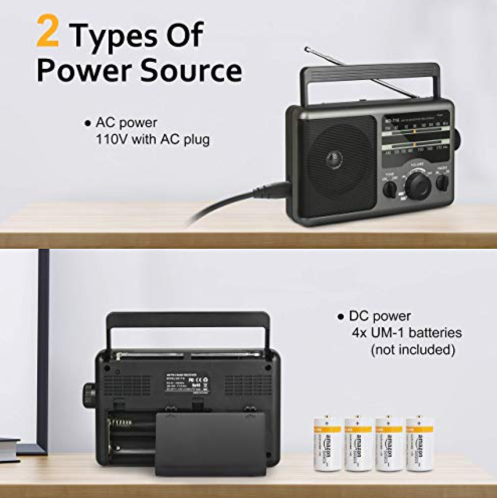 AM FM Portable Radio Battery Operated Radio by 4X D Cell Batteries Or ...