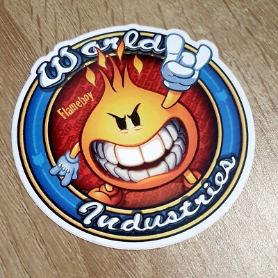 World Industries Flame Boy Vinyl Sticker 90mm Laptop Car Skateboard ...