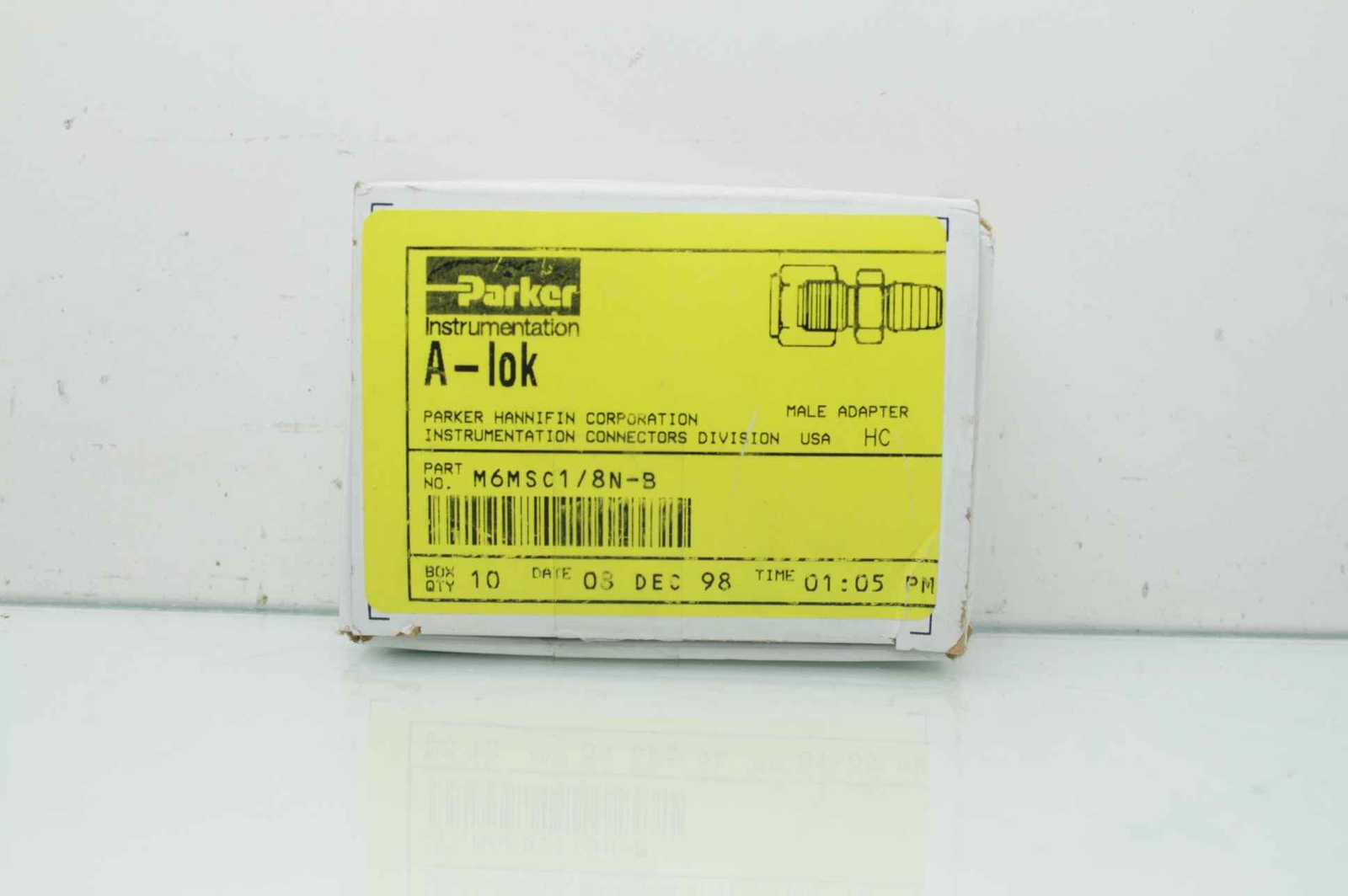 10 NIB Parker M6MSC1/8N-B / A-LOK Tube NPT Male Connector / 6mm- 1/8NPT ...