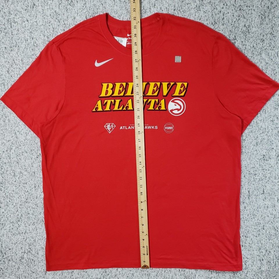 Atlanta Hawks T-Shirt Mens XXL Team Player Issued Believe 2022 Red The ...