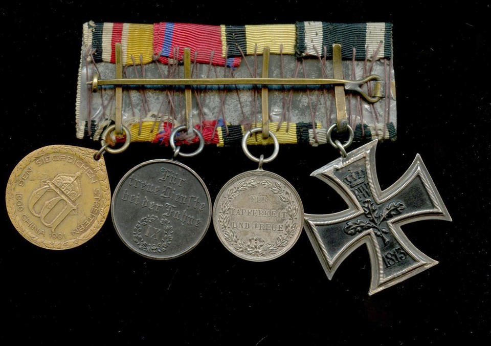 WWI WW1 German MEDAL BAR Iron Cross, Wurttemberg, China Campaign 4 ...
