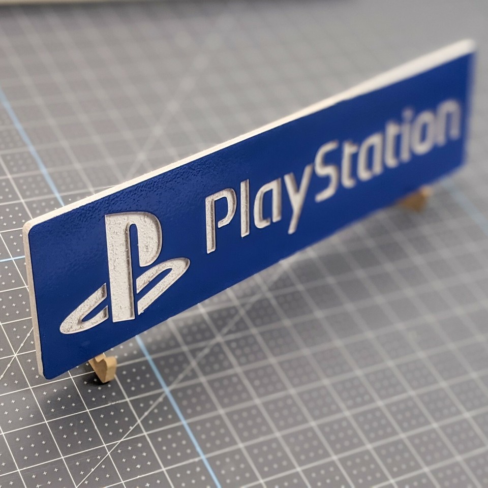 Large Engraved PlayStation Logo Video Game Wall Art Collectable Sign | eBay