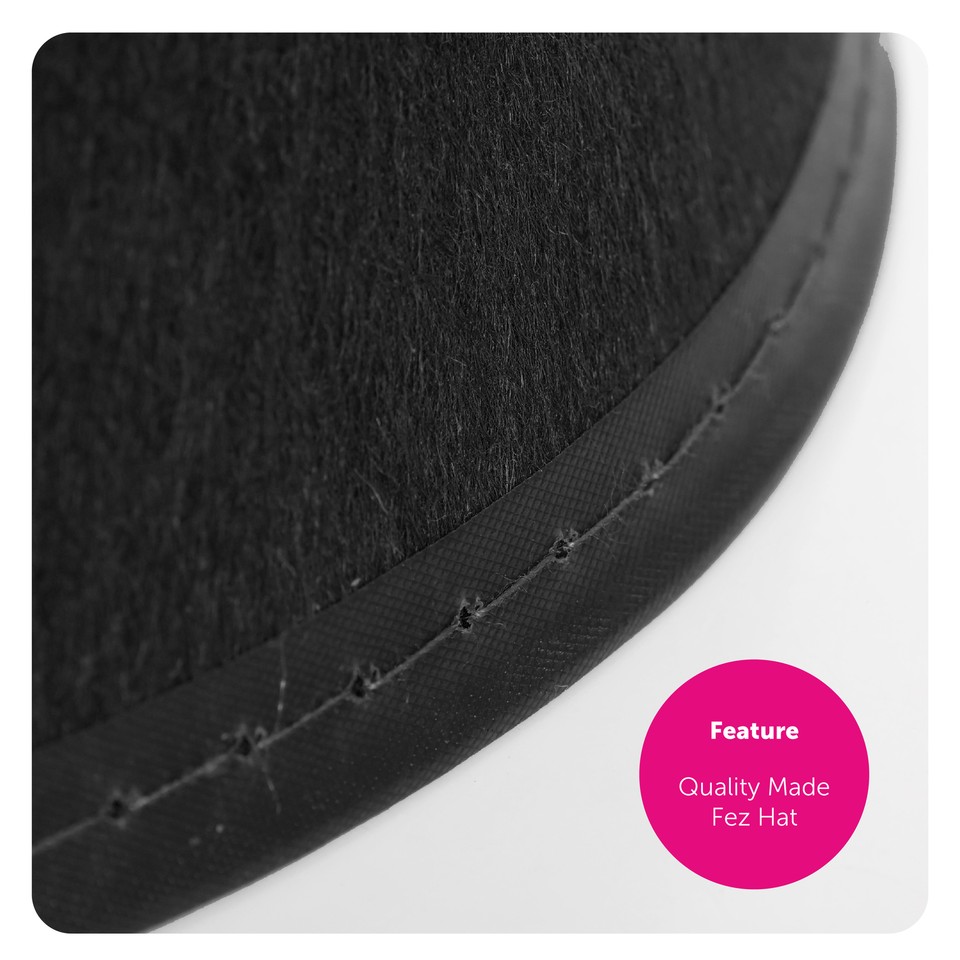 ADULT BLACK FEZ HAT WITH GOLD TASSEL MOROCCAN FANCY DRESS COSTUME ...