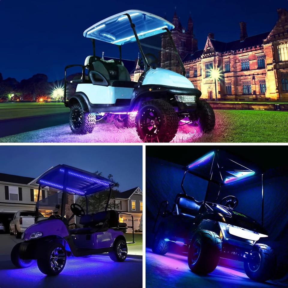 6PC Golf Cart Underglow LED Light Strip W/ Canopy Light for Yamaha EZGO ...