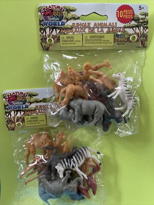 2 Assorted Farm Animals Figure Toy Play-Set Plastic - 10 Pc -1"-3" Pig ...