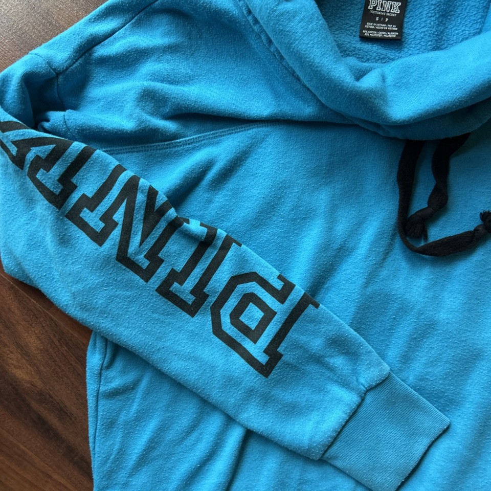 Victoria Secret logo Blue Turtle Neck Hoodie Slip on Small | eBay