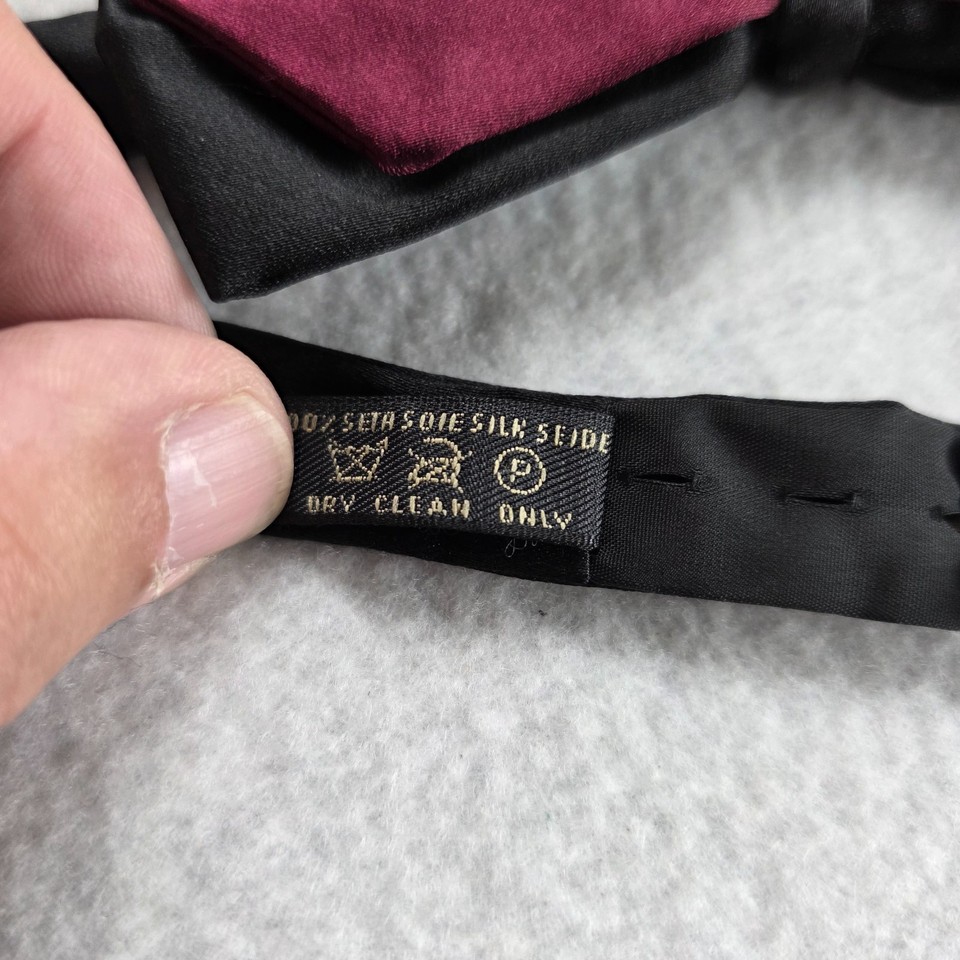 Ermenegildo Zegna 100% Silk Cummerbund & BowTie Set Black Burgundy ...