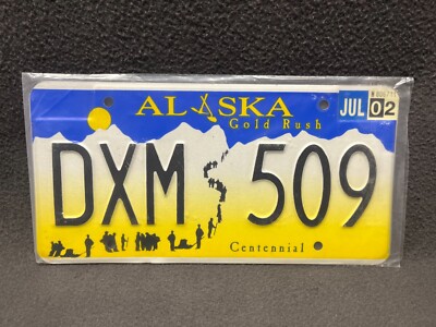Alaska License Plate Gold Rush Centennial Embossed DXM 509 Gold Miners ...