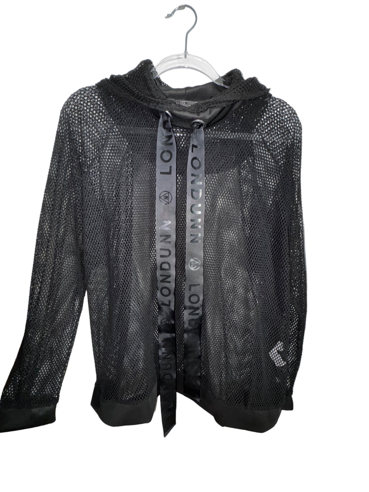 LonDunn By Missguided Mesh Hoodie Shirt Top UK 12/US 8 Black Hip Hop ...