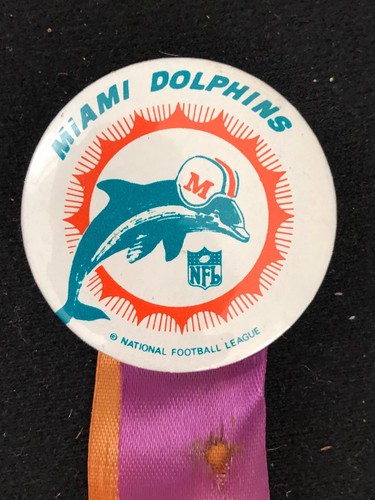 Vintage Miami Dolphins NFL Football Pin Button with Ribbons, 1.75" Pin ...