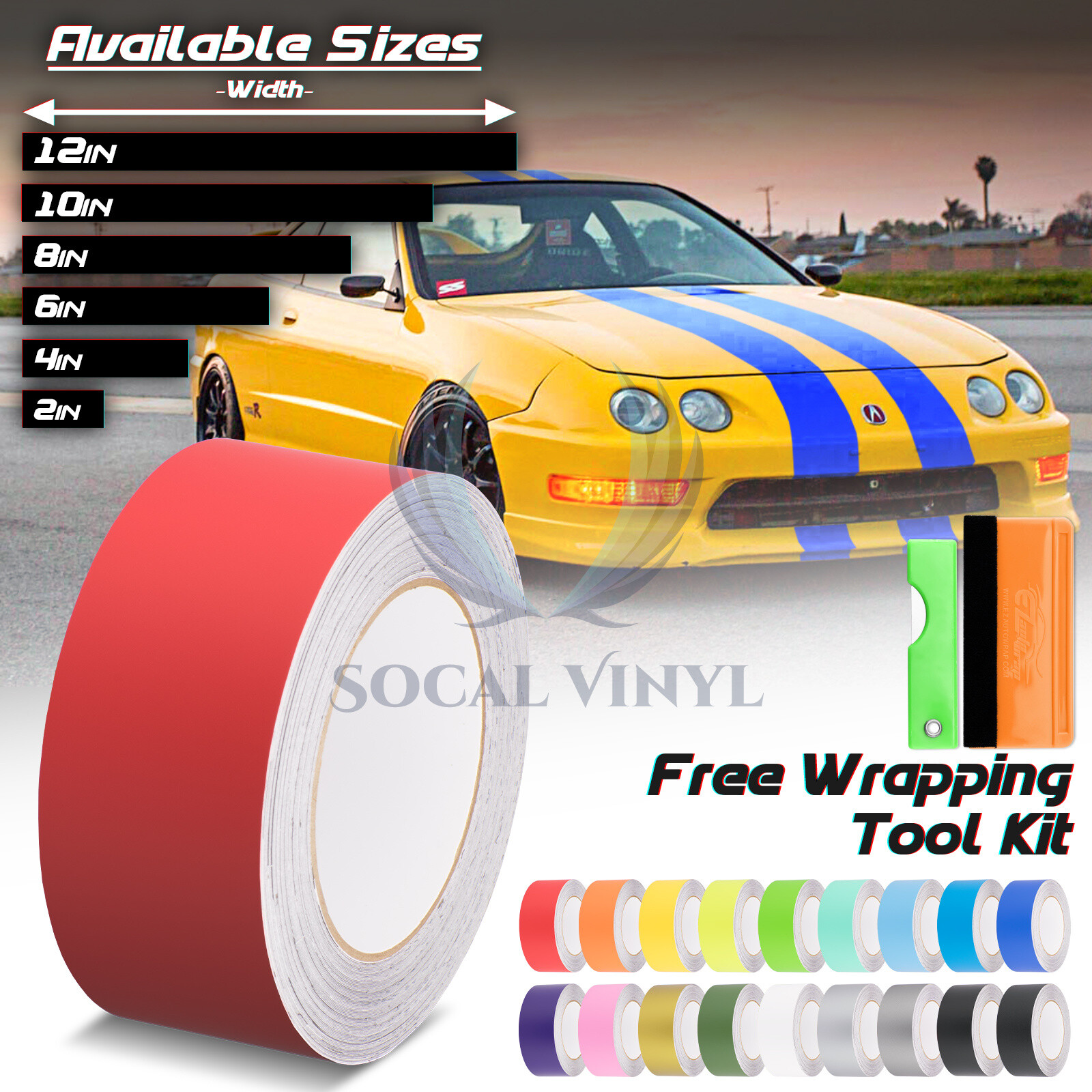 Matte Color Racing Stripes Vinyl Wrap Decals For Acura Integra Stripe ...