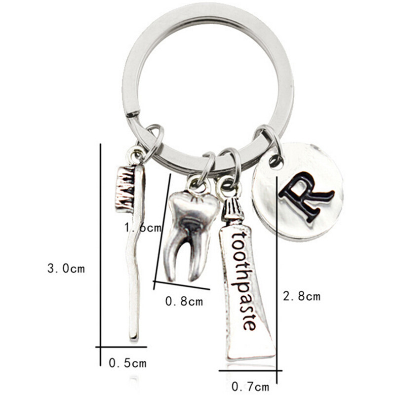 Dentist Key Ring Toothpaste Tooth Toothbrush Dental Hygienist Initial ...