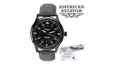 Men's AMERICAN AVIATOR 1945 Field Military Pilot Watch, Black Dial ...