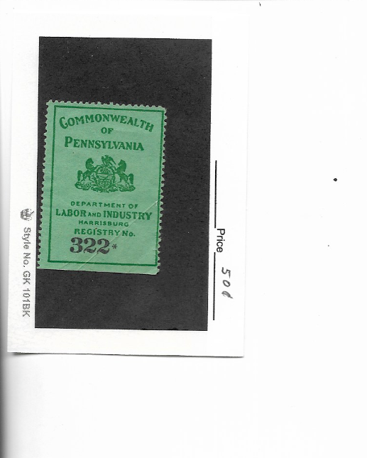 VINTAGE-POSTER STAMP-COMMONWEALTH OF PENNSYLVANIA-LABOR & INDUSTRY ...