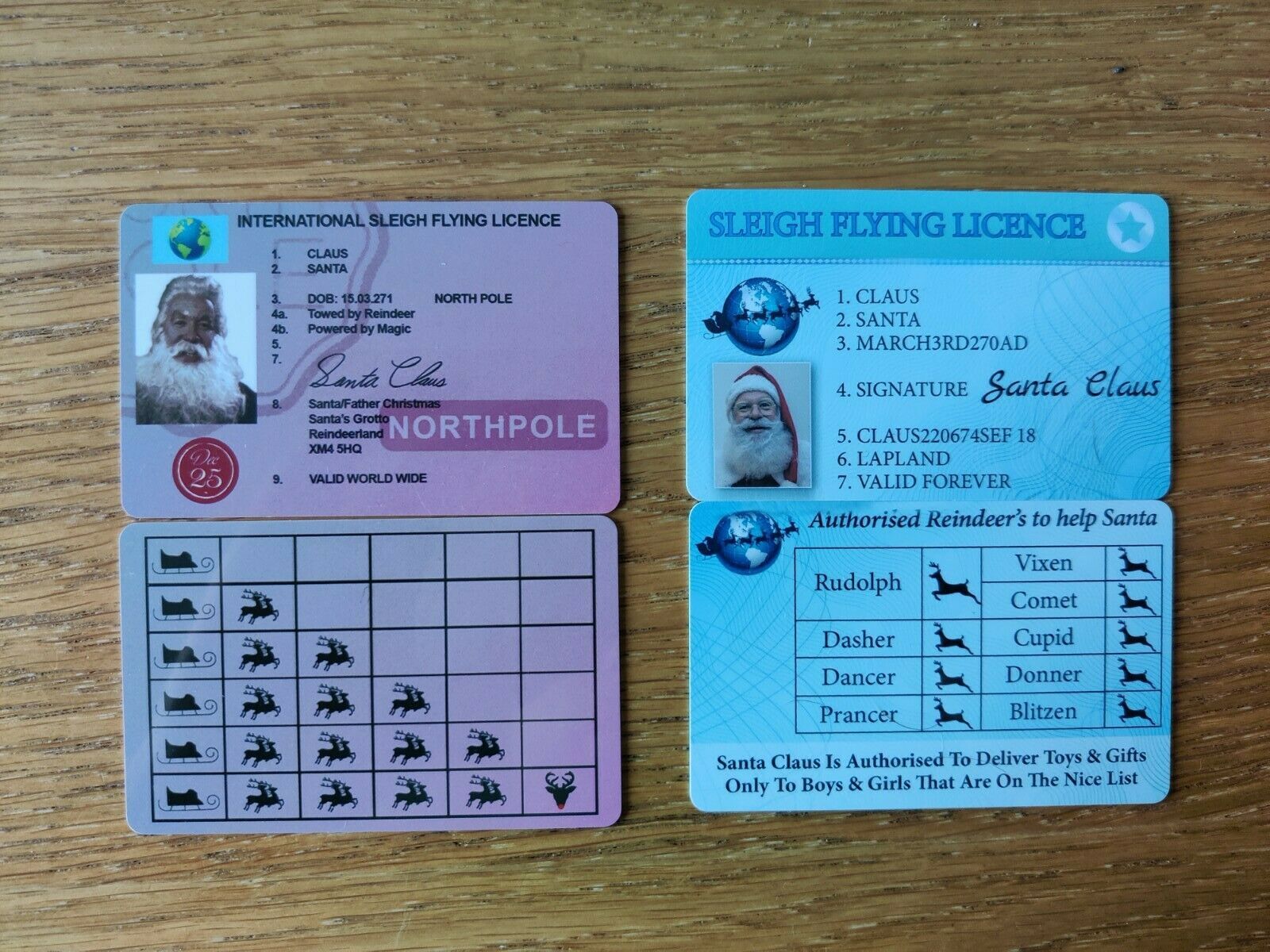 Xmas Novelty ID card - Santa Claus Sleigh Driving Licence Christmas+Elf ...