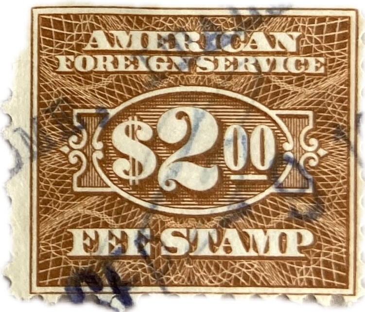 AUTHENTIC AMERICAN RK35 FOREIGN SERVICE FEE STAMP $2 REVENUE STAMP-LOT ...