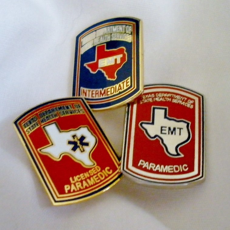 TEXAS LICENSED PARAMEDIC PIN: 1" Size, Imitation Gold Pltd, Item #3141 ...