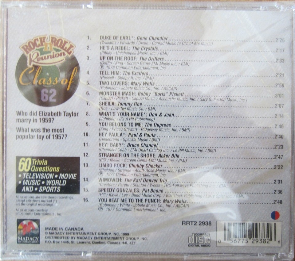 NEW Rock n' Roll Reunion: Class of 62 (CD, 1997, Various Artists ...